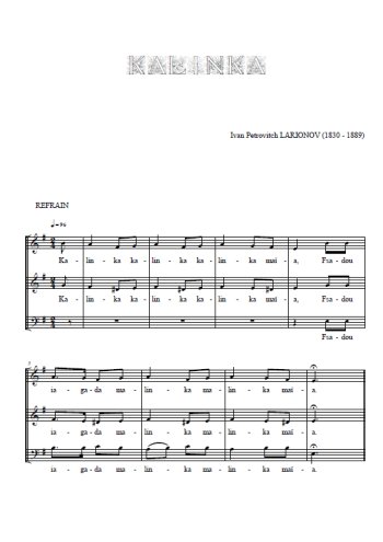 Kalinka Partition gratuite