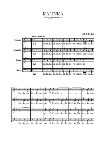 Kalinka Partition gratuite