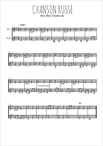 La partition de Chanson russe pour violon et cordes