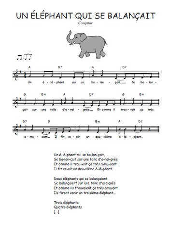Un éléphant qui se balançait Partition gratuite