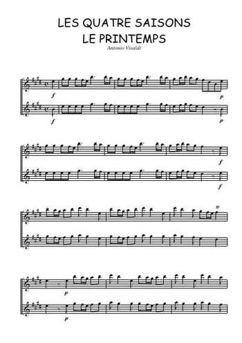 La partition de Les quatre saisons, Le Printemps pour violon et cordes