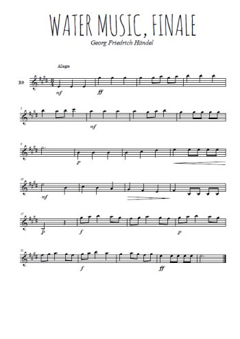 La partition de Water music, Finale pour clarinette