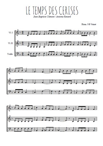 La partition de Le temps des cerises pour violon et cordes